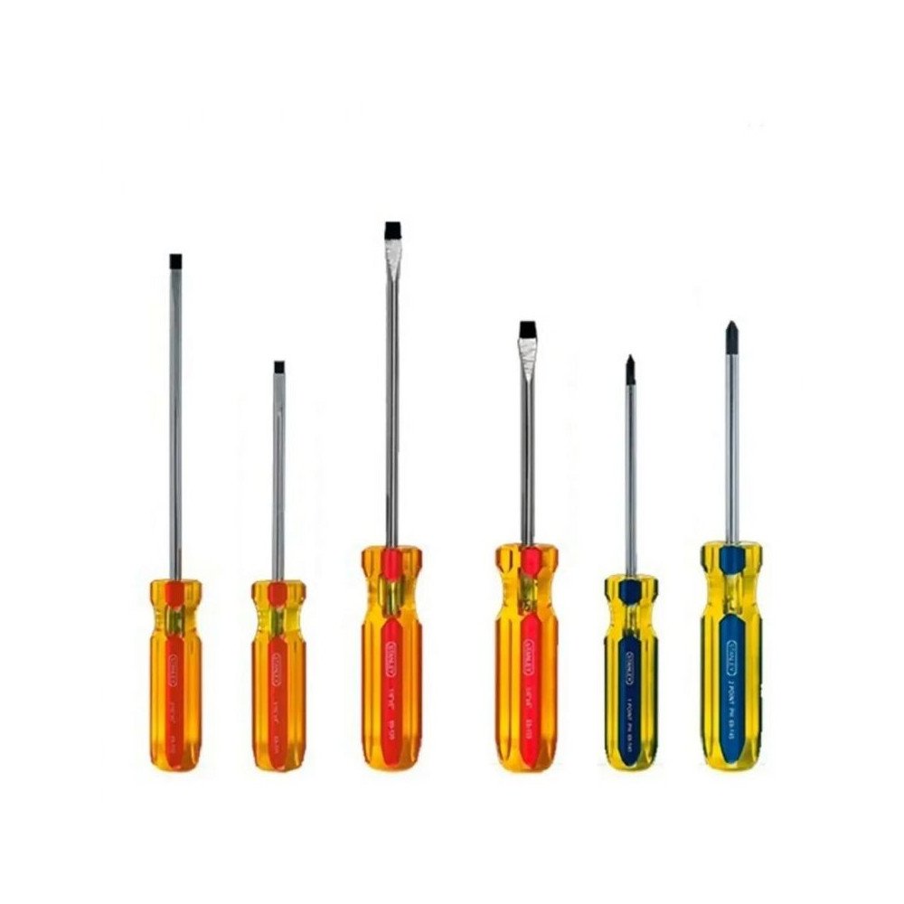 JUEGO DE 6 DESTORNILLADORES PRO, 4 PLANOS Y 2 PHILLIPS. MARCA STANLEY